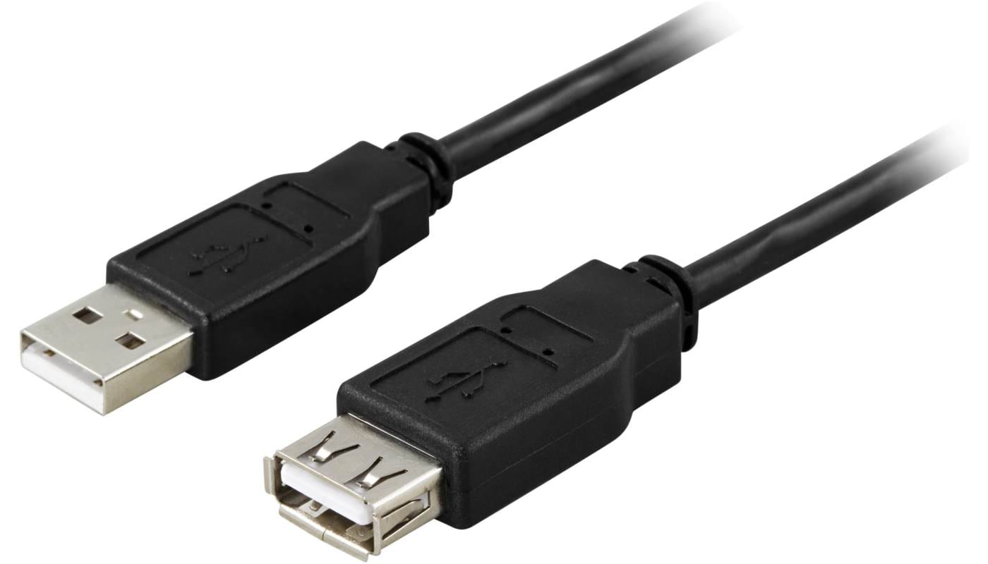 USB 2.0 Cable Type A Male - Type A Female 0.2m, Black - Skjønhaug ...